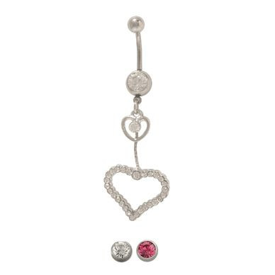 Dangling Heart and Chains Belly Ring with Jewels Body Jewelry