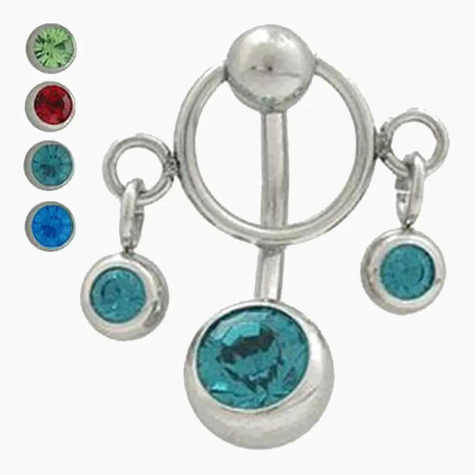 Reverse Anchor Belly Button Ring with Star Cz Gem