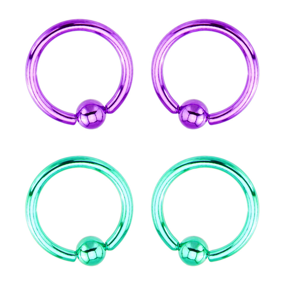 Captive Bead Ring Multi-Packs - Anodized Titanium 14ga 316L - Lip, Ear ...