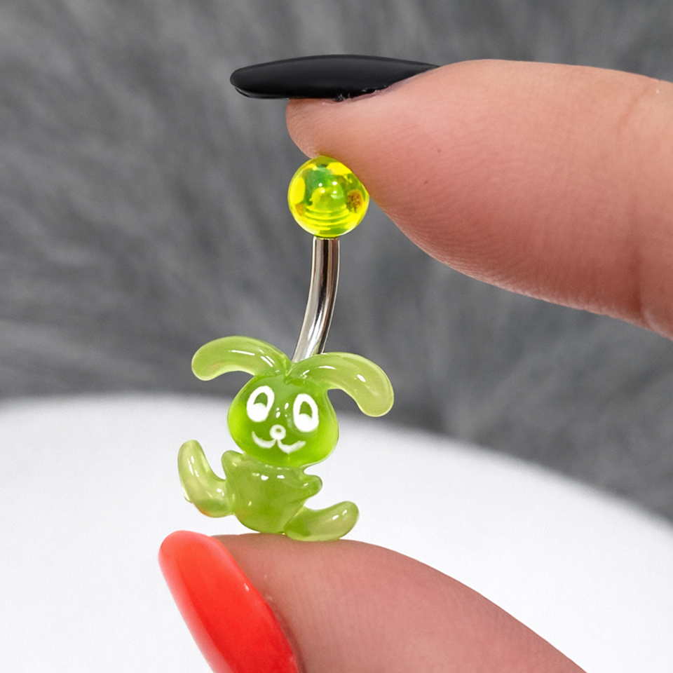Acrylic Bunny Belly Button Ring 14G 10mm