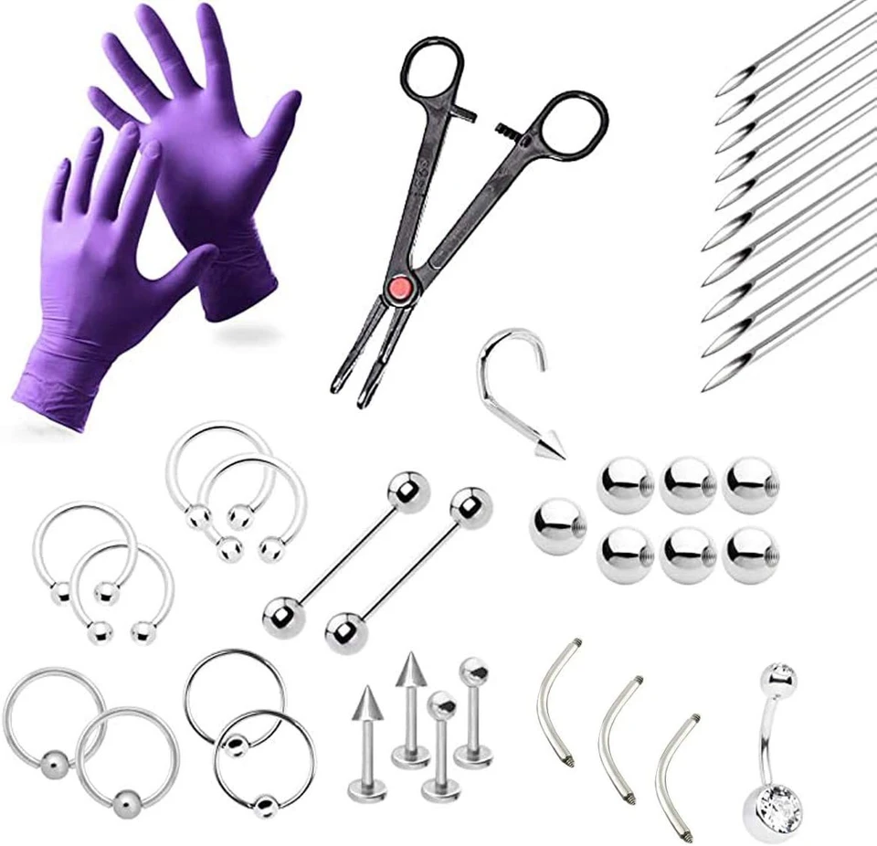 Lion Gothic Nose Piercing Kit 10 Pieces