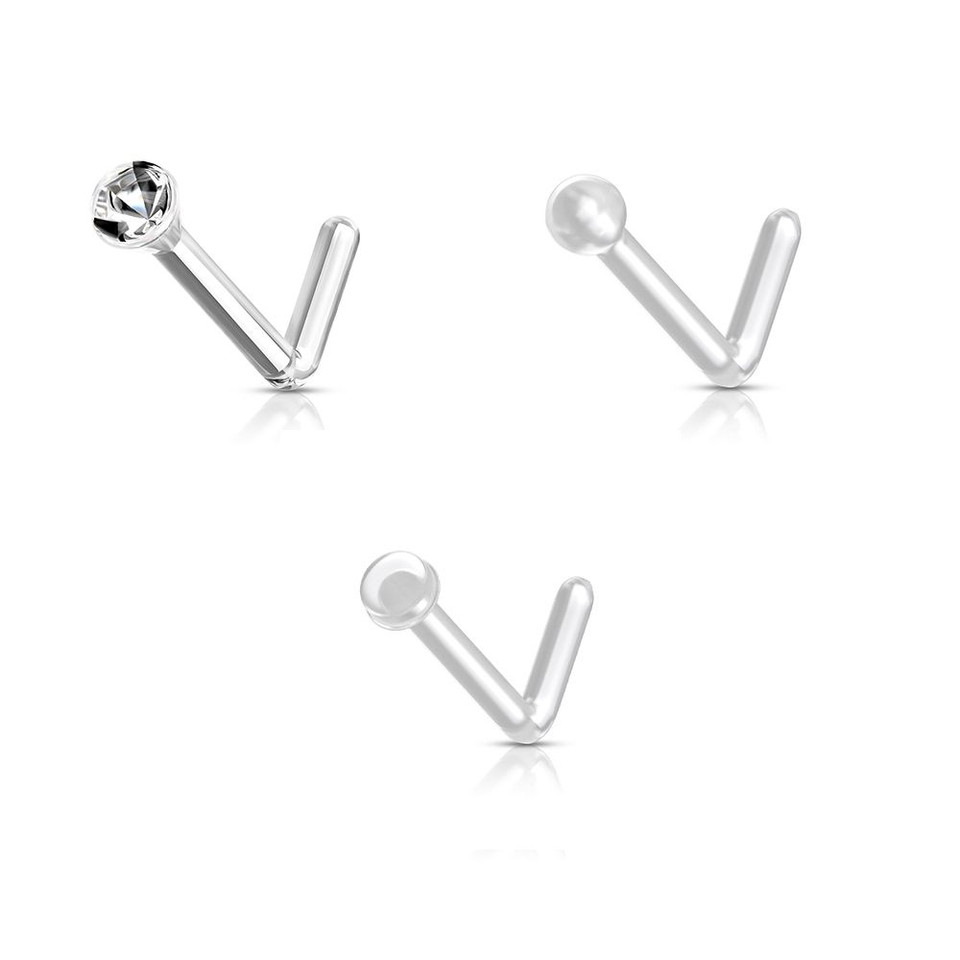 14K Solid Rose Gold 20ga Nose Screw with 2mm Prong-Set Clear CZ Gem