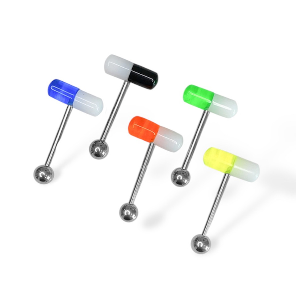 Semi Precious Stone Tongue Barbells Rings 14G 16mm