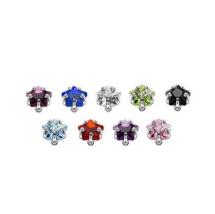 9 Prong Set Star Gem Internally Threaded Dermal Tops
