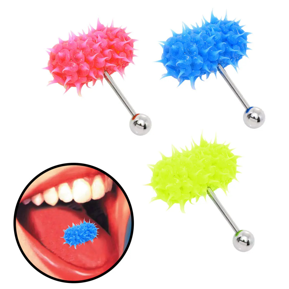 Vibrating Barbell Tongue Ring 14G 16mm