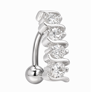 Prong CZ Reverse Belly Button Ring Piercings 14G 10mm