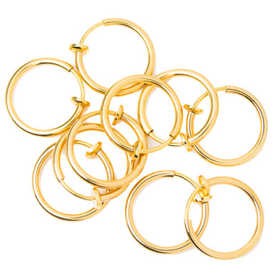10PCS PVD Gold Fake Spring Loaded Hoops Earrings