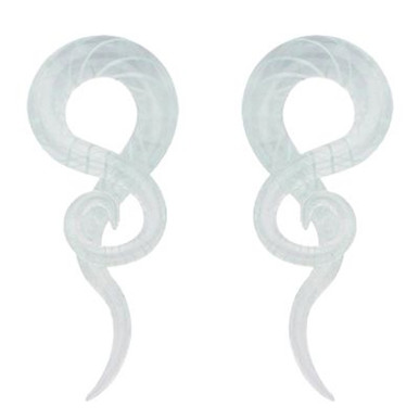Twisted Clear Pyrex Glass Spiral Tapers Plugs Ear Gauges