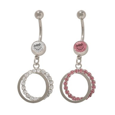 Body Jewelry, Dangle Circles Belly Button Ring with Jewels