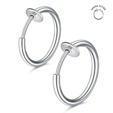 10mm Fake Clip On Ring | Spring Loaded Earrings Hoop