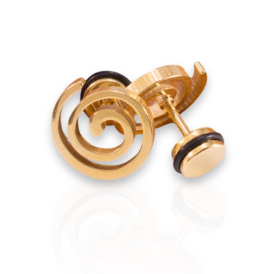 PVD Gold Spiral Swirl Fake Plugs Ear Gauges Earring Studs 16G