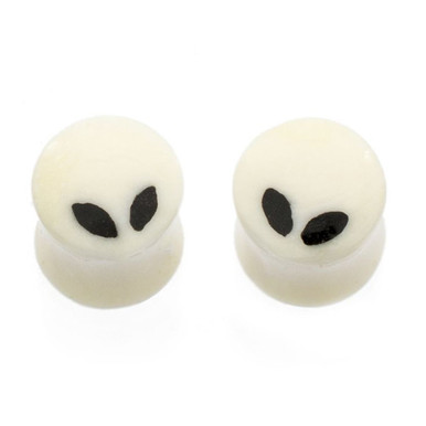 White Bone Alien Eye Plugs Ear Gauges