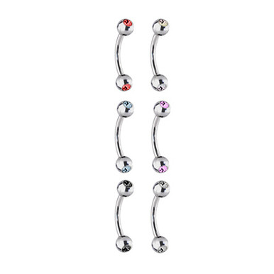 High Polish Titanium Curved Rook Earring with Cz Gems 16 Gauge