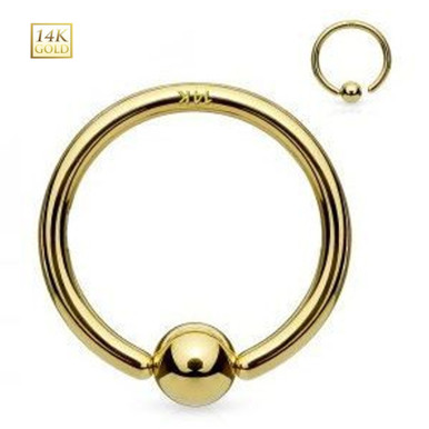 14K Solid Gold Fixed Bead Ring