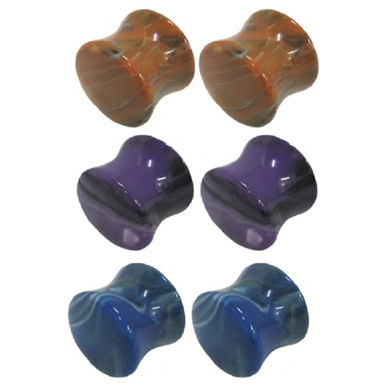 Saddle Fit Marble Stone Plugs Ear Gauges