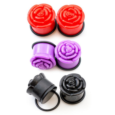 Rose Bud Flower Acrylic Plugs Ear Gauges