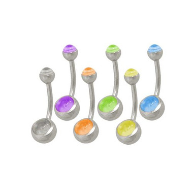 UV Belly Button Ring, Surgical Steel Body Jewelry