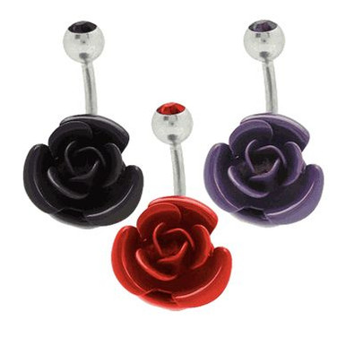 Rose Flower Belly Button Ring