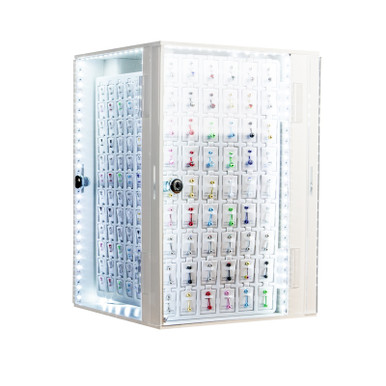 4 Sides LED Lighted Body Jewelry Display Case Lockable Included 252 PCS ...