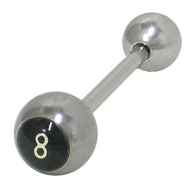 8 Logo Tongue Barbell Rings 14G