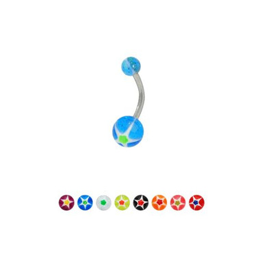 UV Acrylic Star Glitter Balls Belly Button Rings