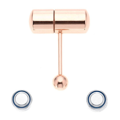 PVD Rose Gold Vibrating Barbell Tongue Ring 14G 16mm