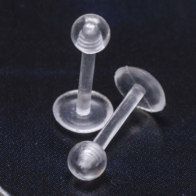 16G Clear Acrylic Labret Retainers Flat Back Stud 5/16" 8mm