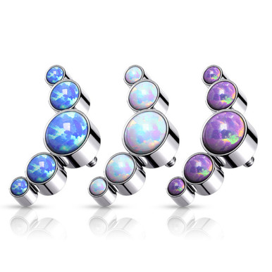 Bezel Set Five Round Opal Internal Threaded Dermal Anchor Tops