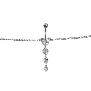Belly Chain Navel Ring Surgical Steel Waist Belly Chain with Triple CZ ...
