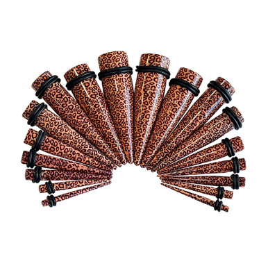18PCS Leopard Print Acrylic Ear Stretching Kit Tapers Sets
