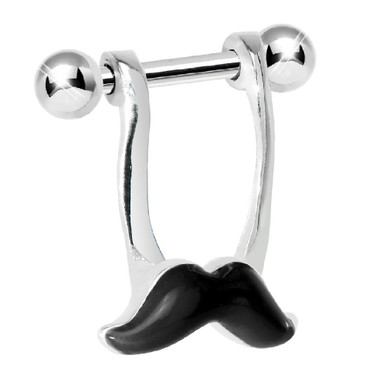 Dangling Mustache Septum Nose Ring Helix Earrings Barbell 16G 6mm