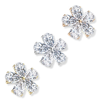 Prong Set Five Pear CZ Flower Zirconia Dermal Tops