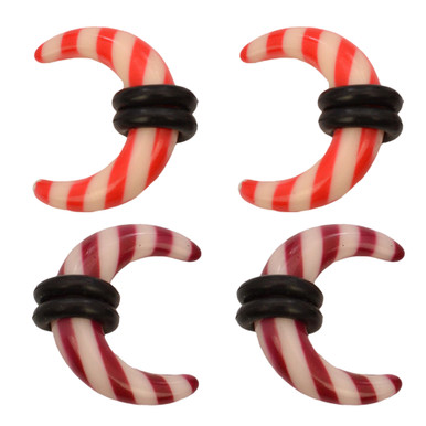 Stripe Acrylic Septum Buffalo Horn Pincher Taper Ear Plugs 2G