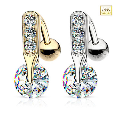 CZ Top Down Reverse Belly Ring