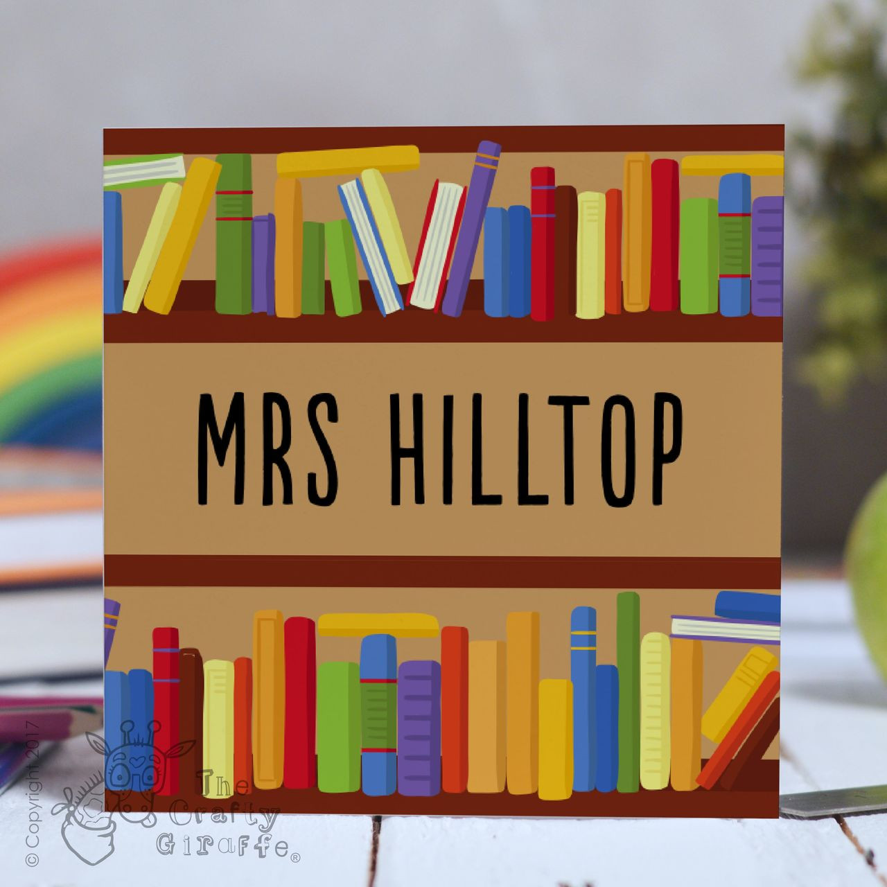 Personalised Books Card - The Crafty Giraffe