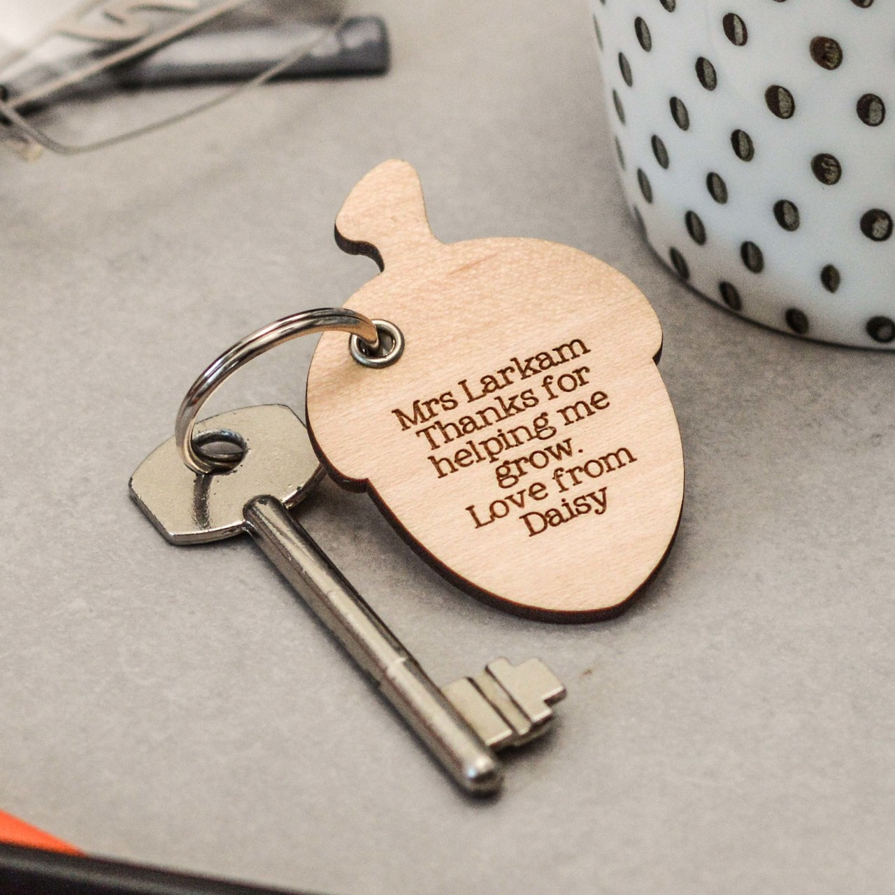 Personalised Plain Acorn Keyring - The Crafty Giraffe