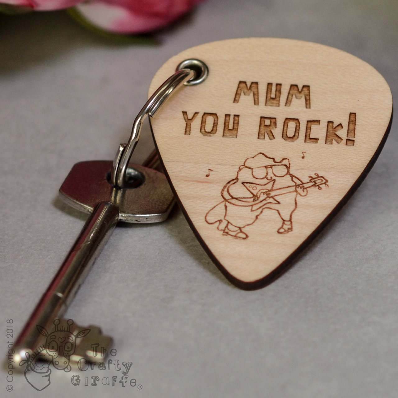 Personalised Mum You Rock Plectrum Keyring - The Crafty Giraffe