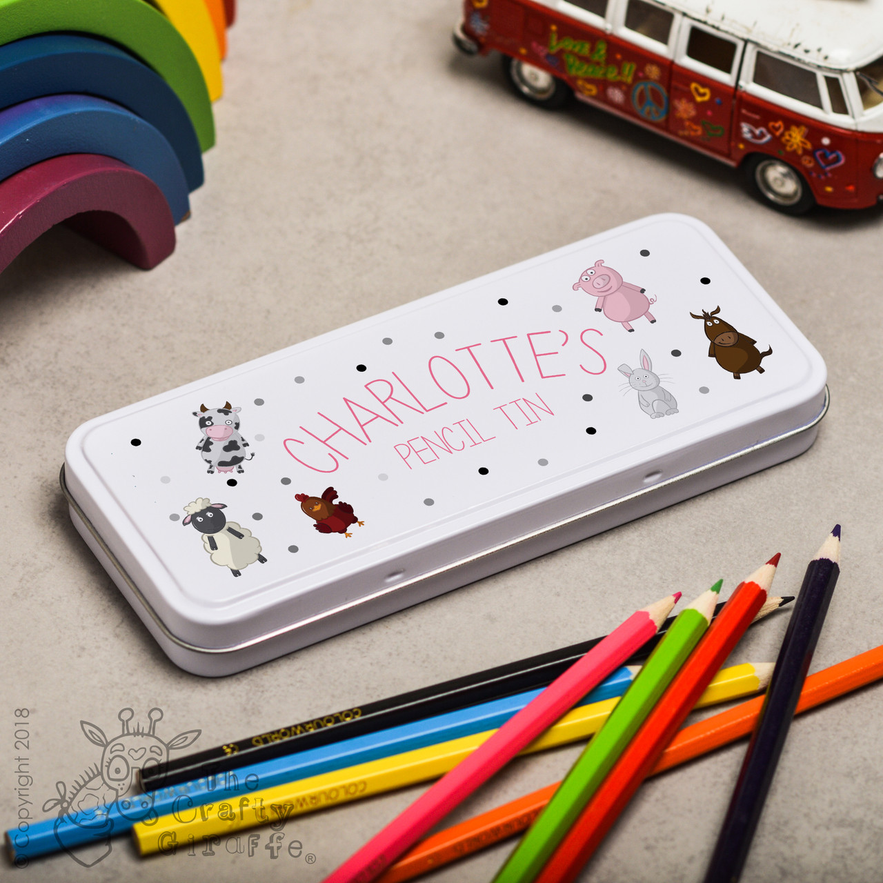 Personalised Farm Animals Pencil Tin - The Crafty Giraffe