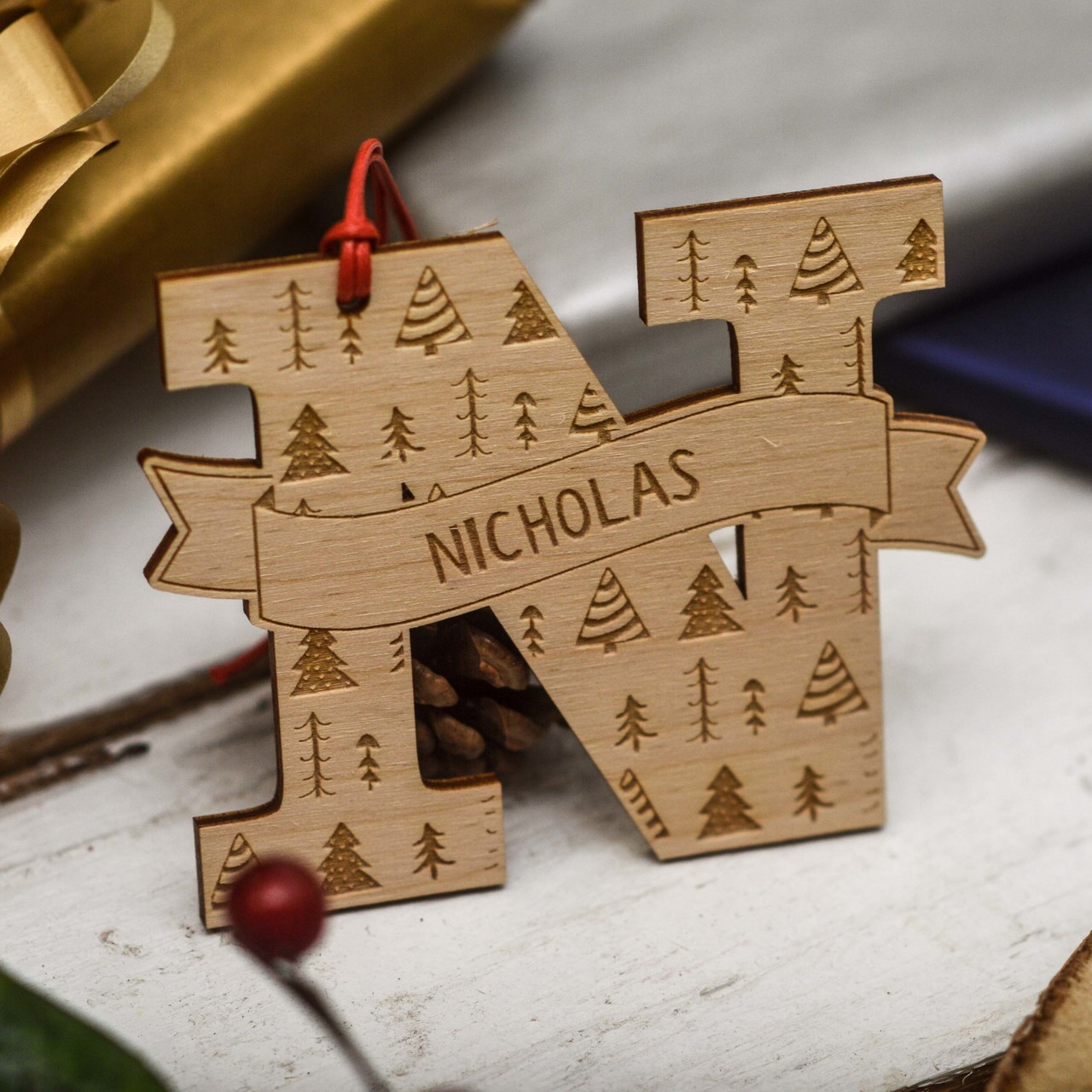 Personalised Scandinavian Trees Initial Xmas Tree Decoration - The ...