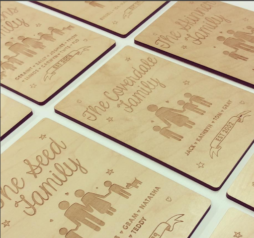 Personalised Family Wooden Card - The Crafty Giraffe