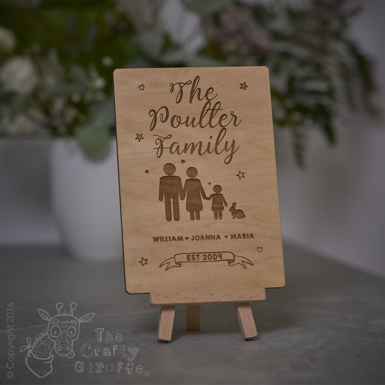 Personalised Family Wooden Card - The Crafty Giraffe