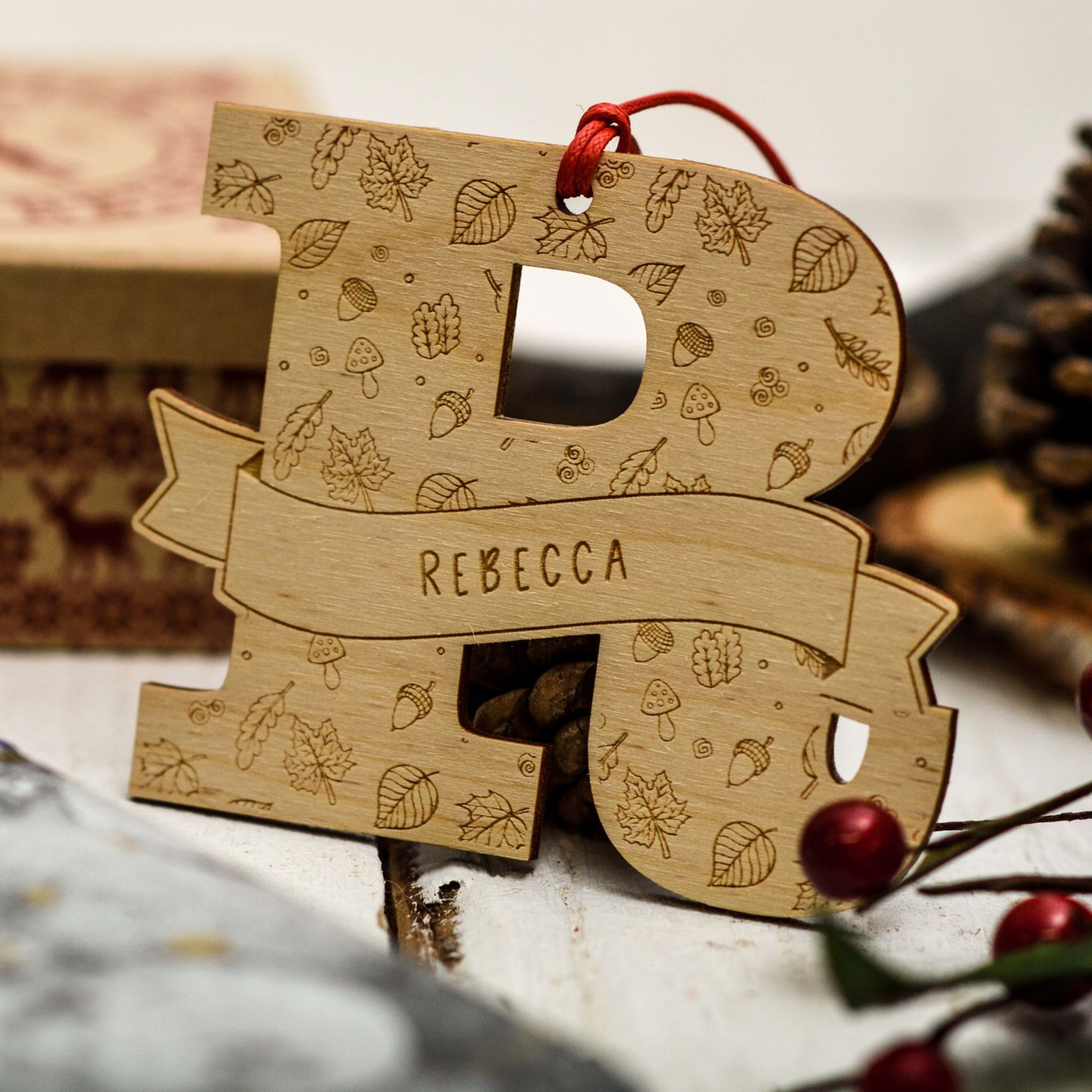 Personalised Autumn Initial Christmas Tree Decoration - The Crafty Giraffe