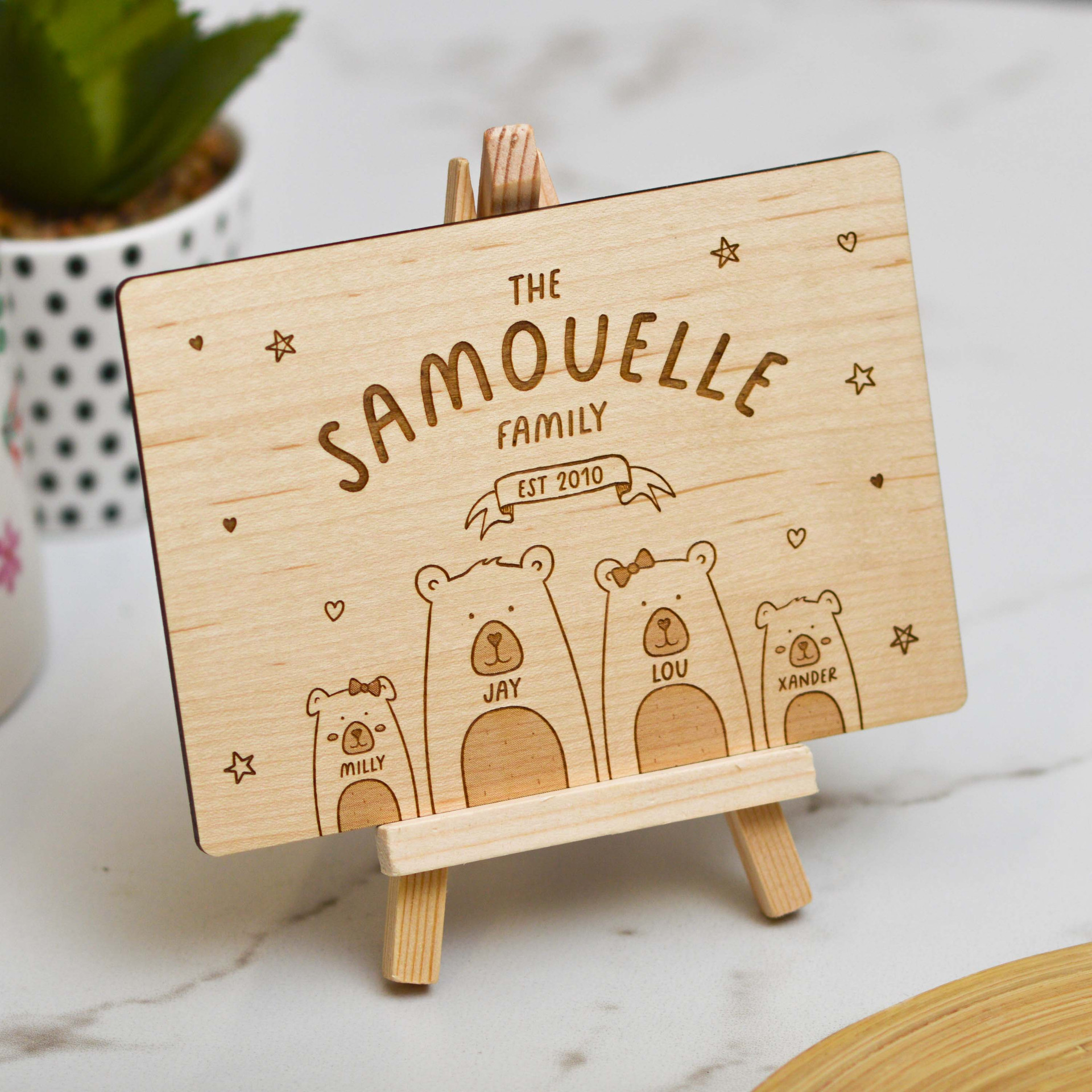 Personalised Family Wooden Card - The Crafty Giraffe