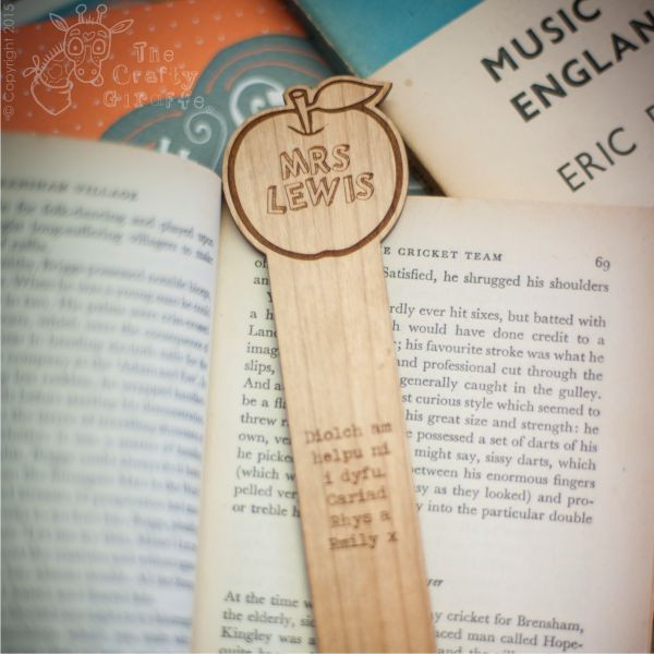 Personalised Apple Bookmark - The Crafty Giraffe