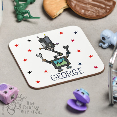 Personalised Robot Coaster - The Crafty Giraffe