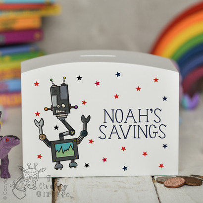 Personalised Robot Money Box - The Crafty Giraffe