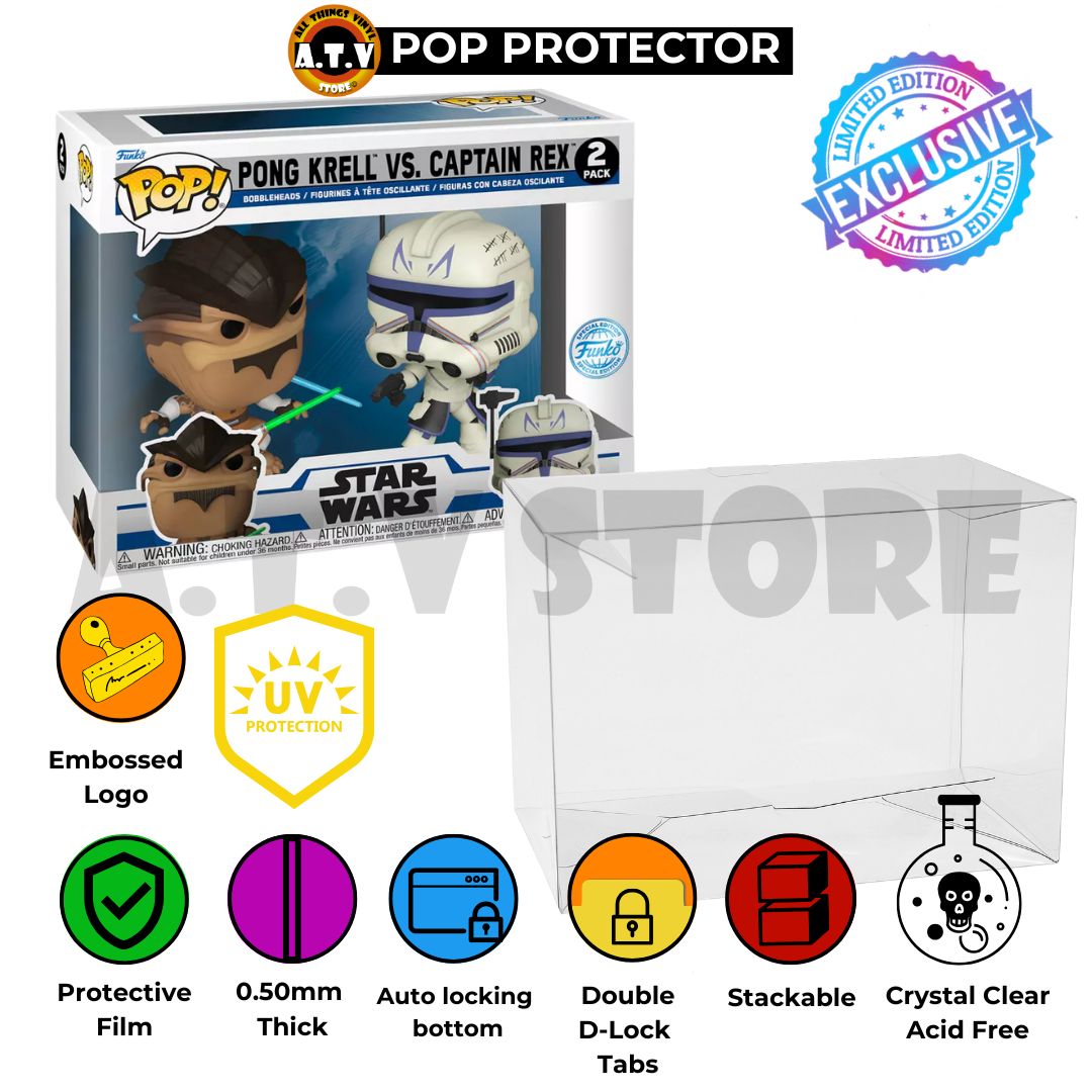 Star Wars Pong Krell vs. Captain Rex 2-Pack Funko Pop Protector Fit ...