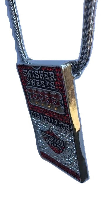 Swisher Sweets Iced Out RED Bling Pendant w/FREE 36" Chain - The Black Bat