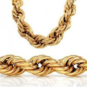 20MM x36" "GOLD PLATED FAT HIP HOP ROPE CHAIN - The Black Bat