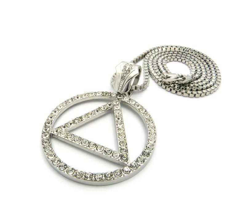 Silver Hip Hop ICED Rapper Piece Triangle inside Circle w/FREE 36 ...